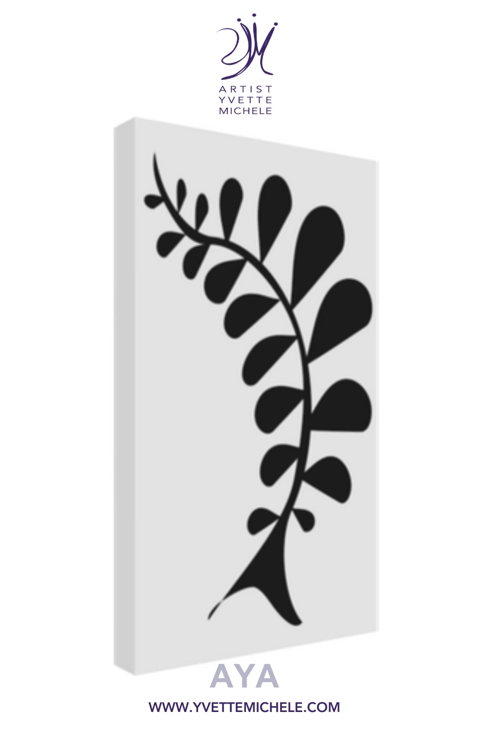 Adinkra African Symbol - AYA - Fern - Black & White large canvas wall ...