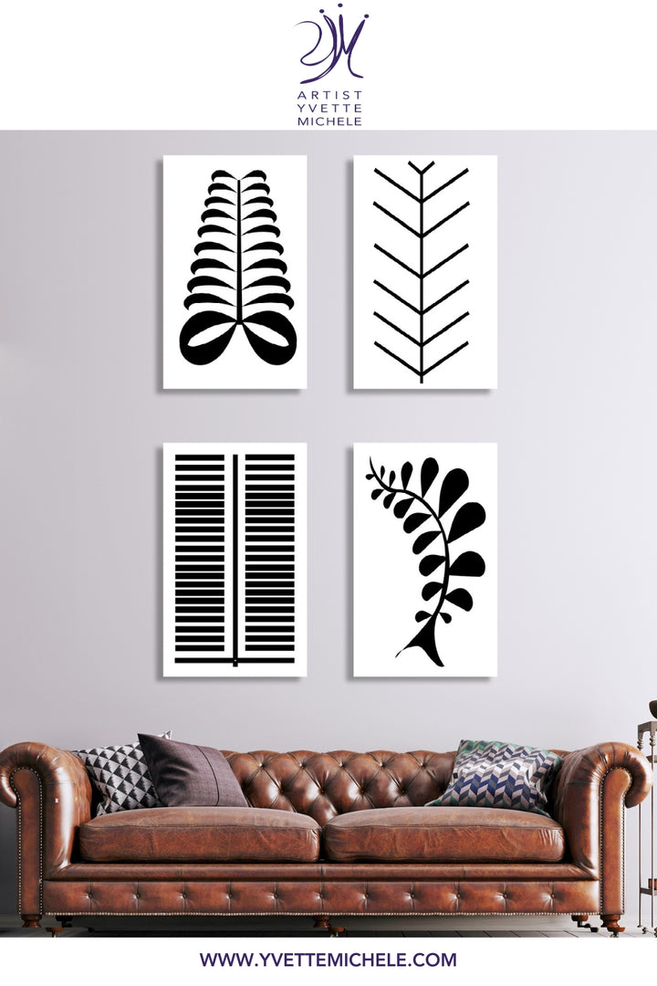 Adinkra African Symbol - AYA - Fern - Black & White large canvas wall ...